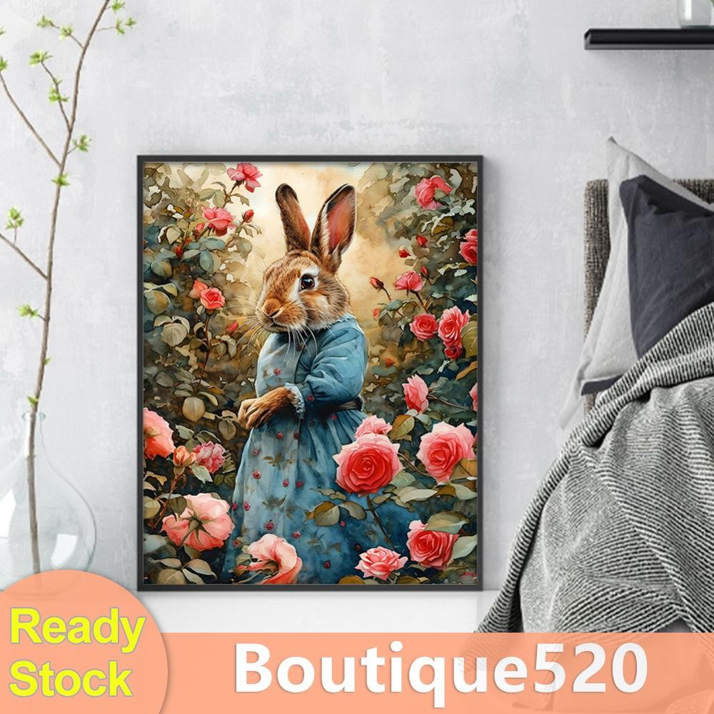 เย็บปักถักร้อยเต็มรูปแบบ Eco-ด้ายฝ้าย 11CT พิมพ์กระต่ายชุดปักครอสติส 40x50 ซม. [boutique520.th ...