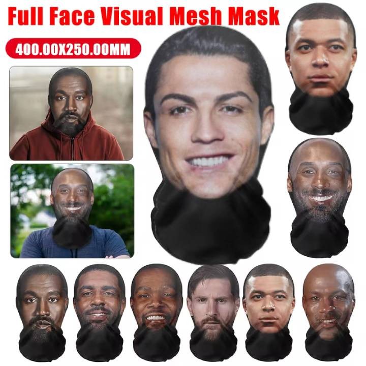 2024 3D พิมพ์ไม่มีรอยต่อ Messi Face Mask คนดังตลกฝุ่นหัวครีมกันแดดขี่ ...