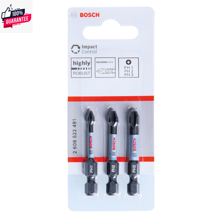 BOSCH ดอกไขควง Impact Control 3ชิ้น รุ่น 2608522491 มีสามขหนาด PH1 ...