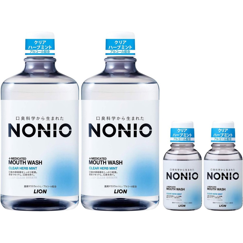 NONIO Mouthwash Clear Herb Mint 1000ml x 2 + Mini Rinse 80ml x 2 [Quasi ...