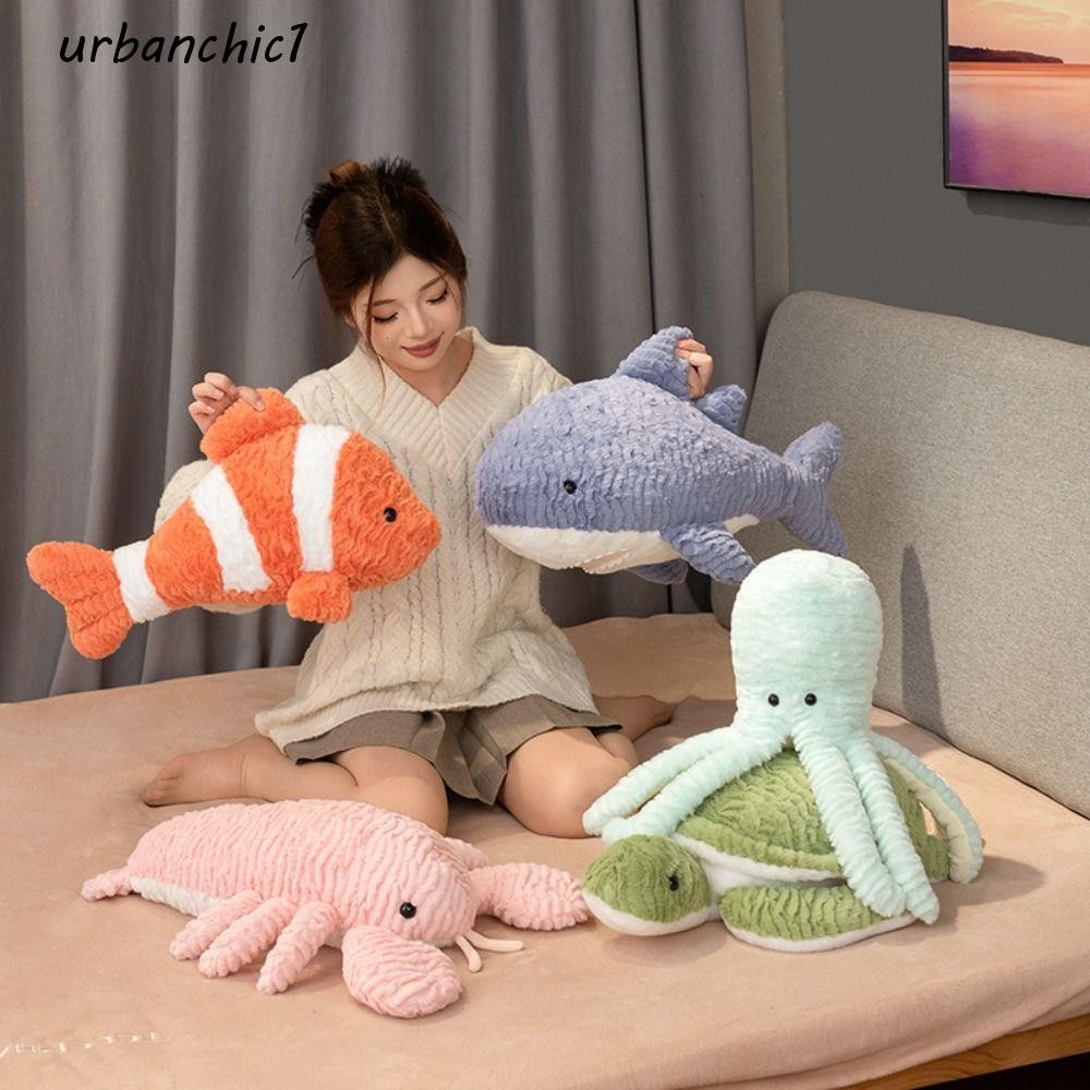 URBANCHIC เต่าทะเลตุ๊กตาตุ๊กตา, Fluffy Lobster Clown ปลาของเล่นตุ๊กตา, Sleeping Mate ของเล่น Ins ...