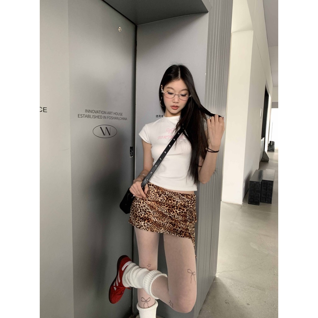 Fortunee กระโปรงสั้นลายเสือดาว กระโปรงมินิ กระโปรงสั้นฤดูร้อย เซ็กซี่ ...