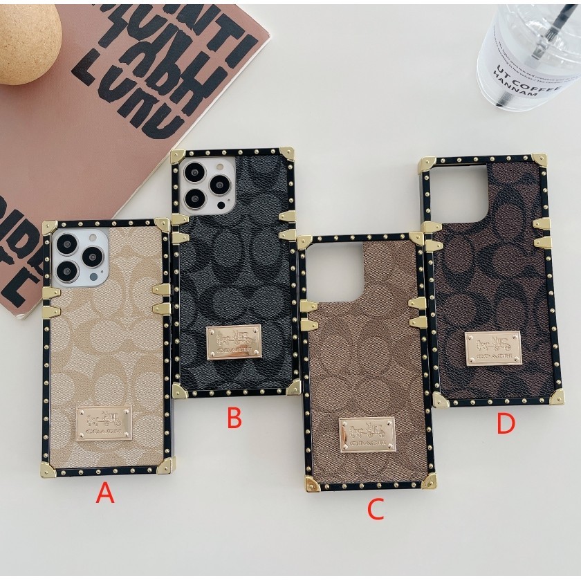 สําหรับ iphone15/14pro//14promax/13/13pro/case/ รุ่นฮาร์ดแวร์: Coach ชุบด้วยไฟฟ้าสแควร์ ...