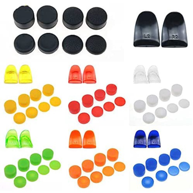 L2 R2 Triggers Extender ปุ่ม + 8 ชิ้นซิลิโคนจอยสติ๊ก Caps สําหรับ Sony ...