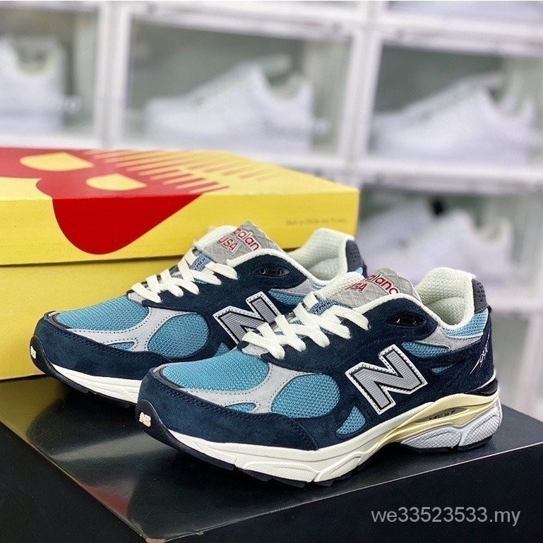 NEW BALANCE 990 V3 miusa Teddy Santis Navy Casual กีฬารองเท้าวิ่งสำหรับชายหญิงรองเท้าผ้าใบ ...