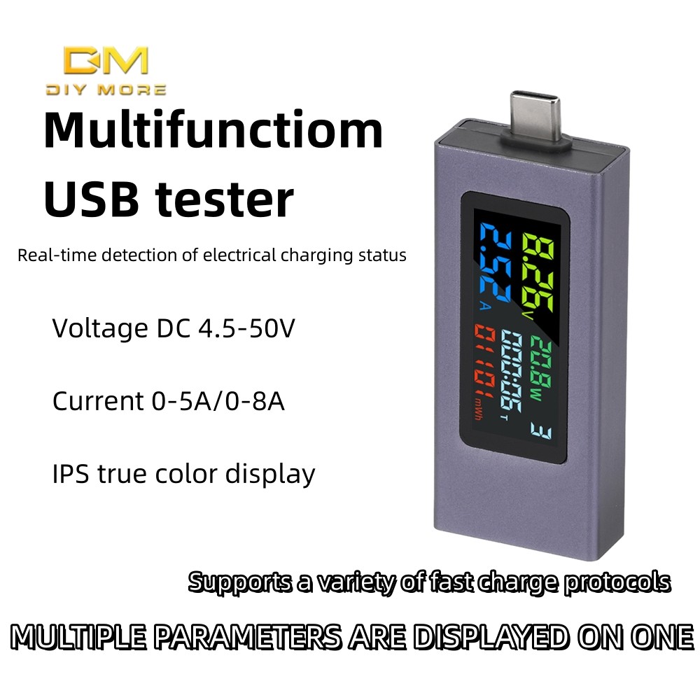 Diymore Multi-function Type-C หน้าจอสีจอแสดงผลดิจิตอลแรงดันไฟฟ้า ...