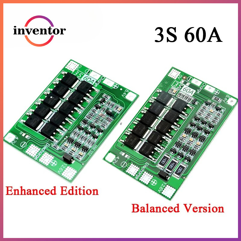 3s 60A BMS 11.1V 12.6V 18650 แบตเตอรี่ลิเธียมป้องกันบอร์ดรุ่นสมดุล, 60A ...