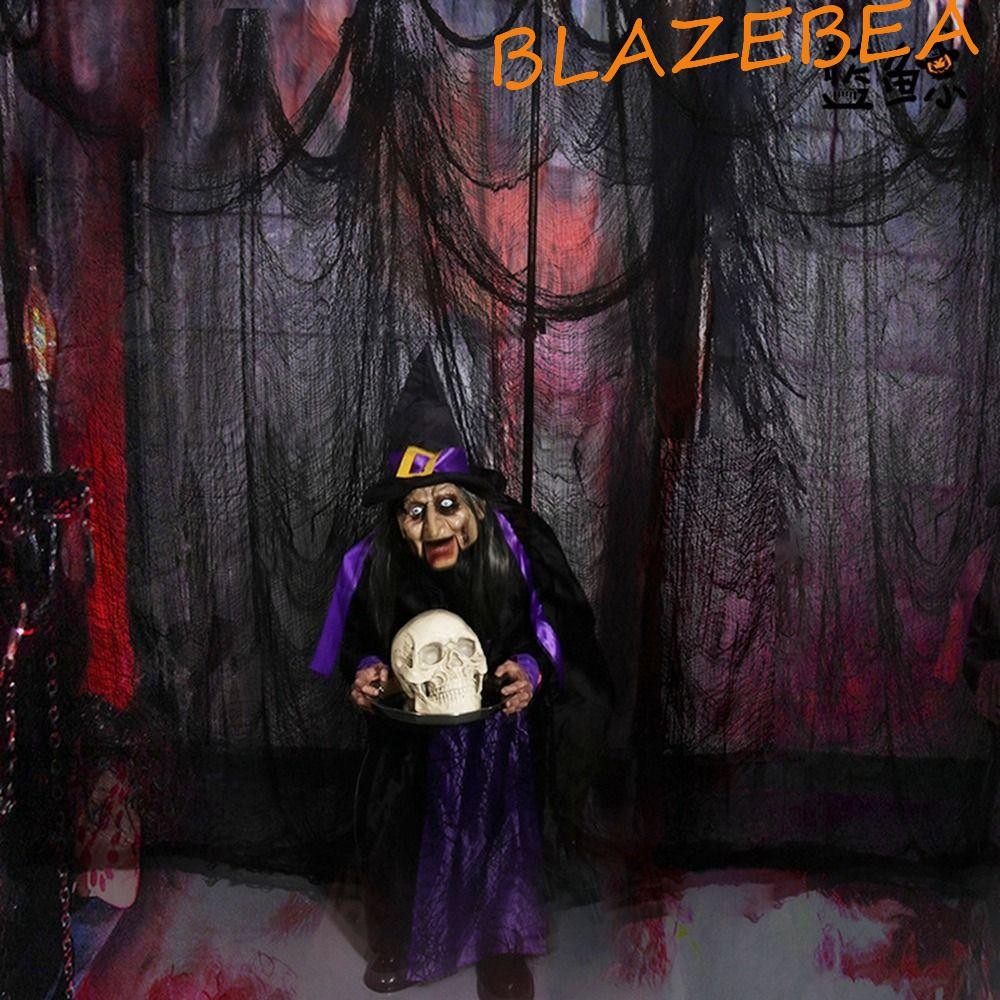 Blazebea ผ้าก๊อซฮาโลวีน, ผ้าตาดสีขาวดํา, ตกแต่งบ้านสยองขวัญยักษ์ Spooky ตาข่าย Gauze Wall ...