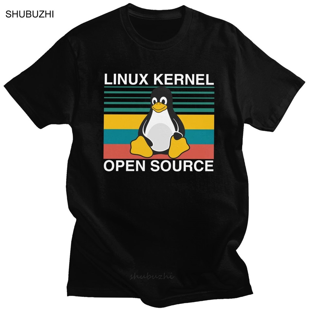 แฟชั่น Retro Linux เปิดแหล่ง Tshirt แขนสั้นผ้าฝ้าย Tee Penguin Programmer การเขียนโปรแกรมเสื้อ ...