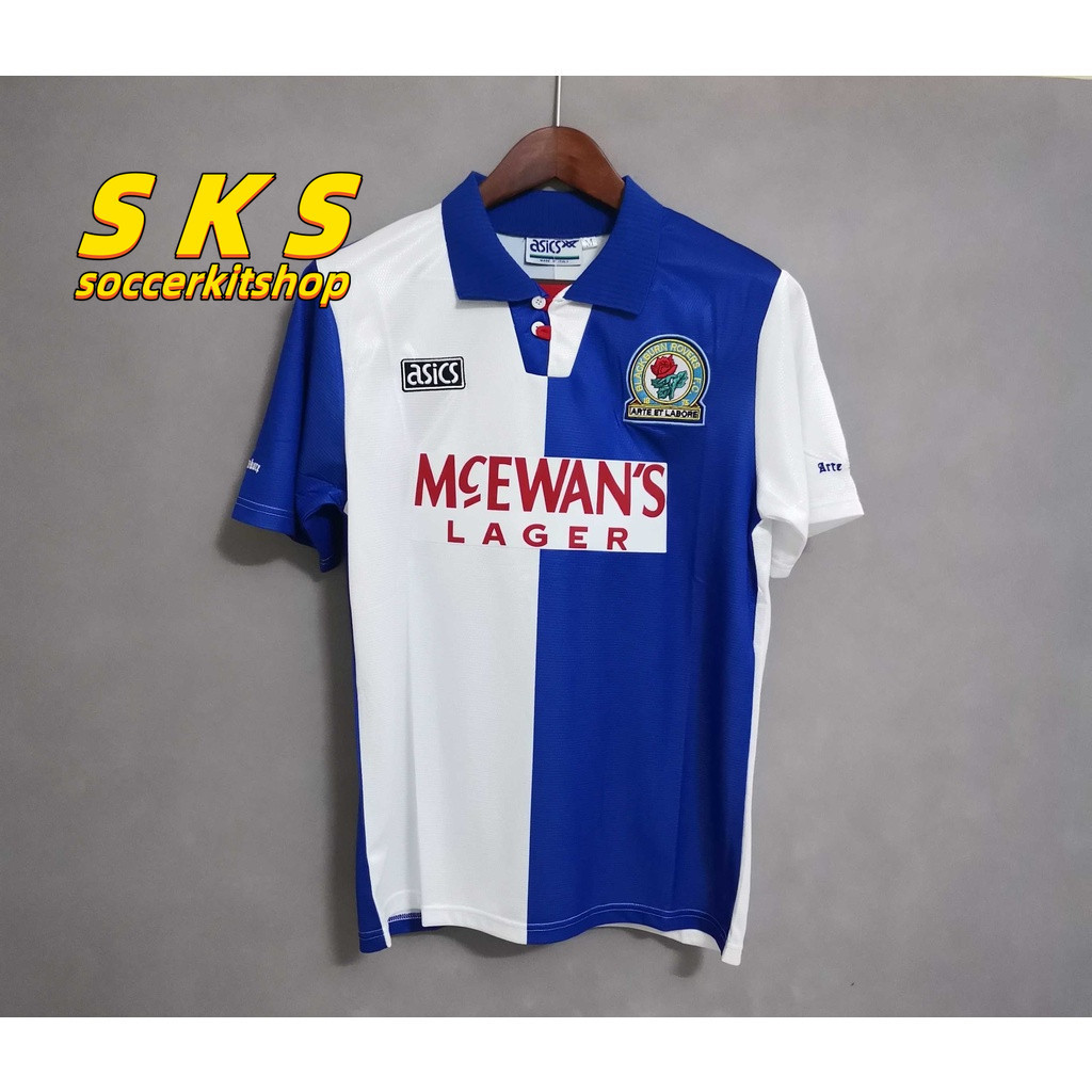 Rovers 94-95 Blackburn Home Retro Soccer Jersey BRFC Football | Shopee ...