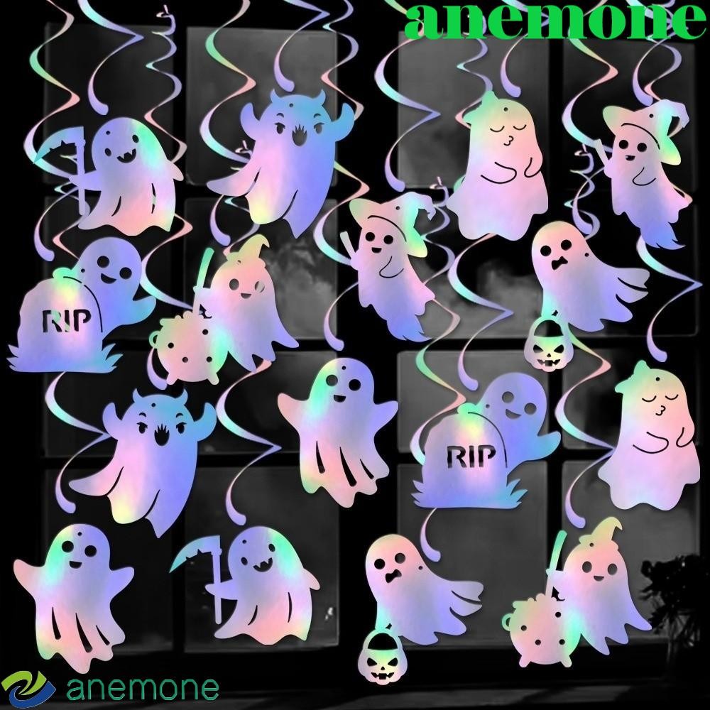 ANEMONE Ghost Hanging Garland, Spooky สีสันฮาโลวีนเพดาน Ghost Swirl ...