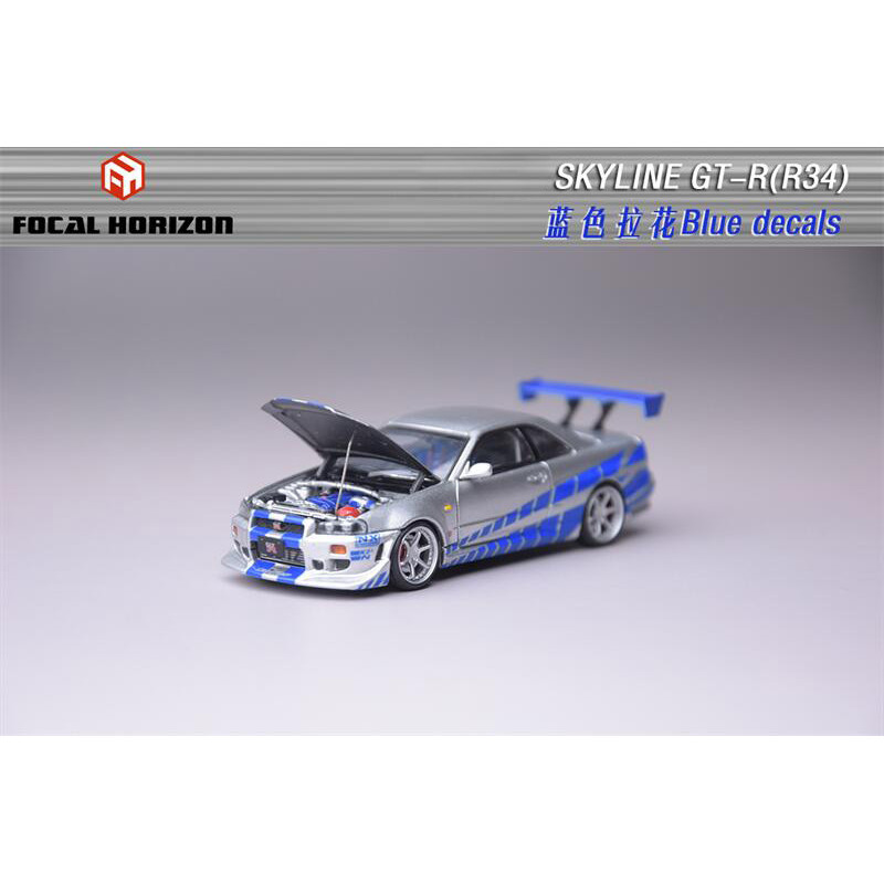 Focal Horizon FH 1:64 Skyline GT-R R34 FNF C-West Silver Blue ...