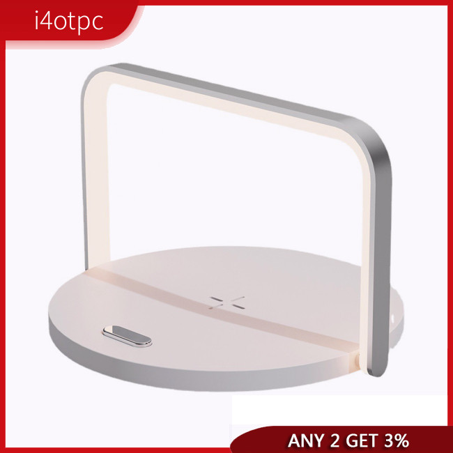 I4otpc โคมไฟข้างเตียง LED, โคมไฟตั้งโต๊ะพร้อมเครื่องชาร์จไร้สาย, การควบคุมแบบสัมผัส 4 ระดับความ ...