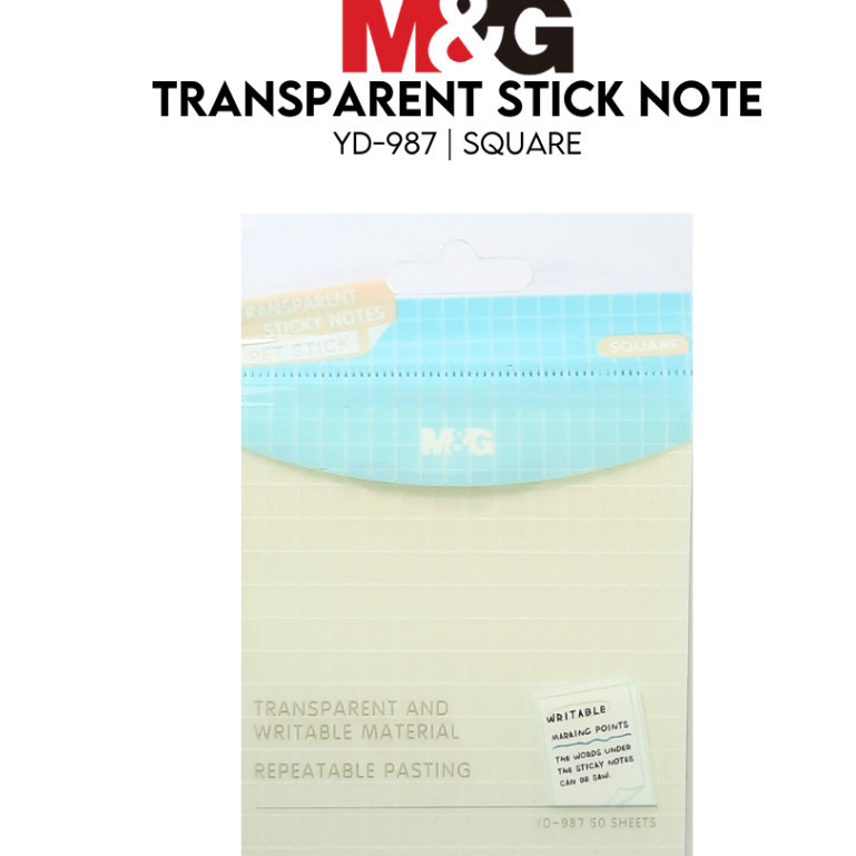 Sticky Notes โปร่งใส M&G AS33O125 50 แผ่นขนาด 3x3 นิ้ว YD-987 Square ...