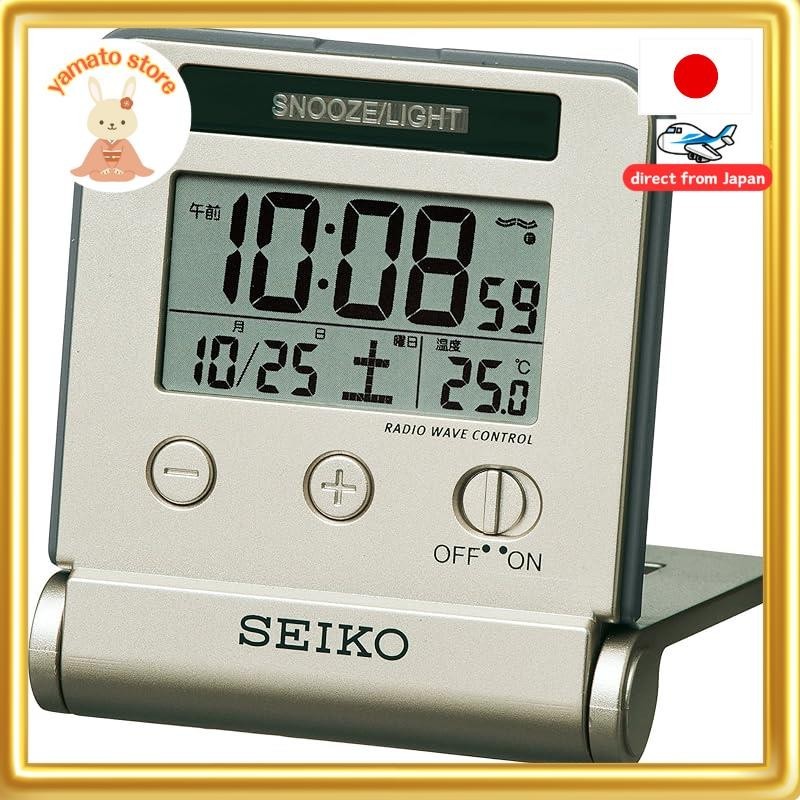 Seiko clock alarm clock traveler radio wave digital automatic lighting ...