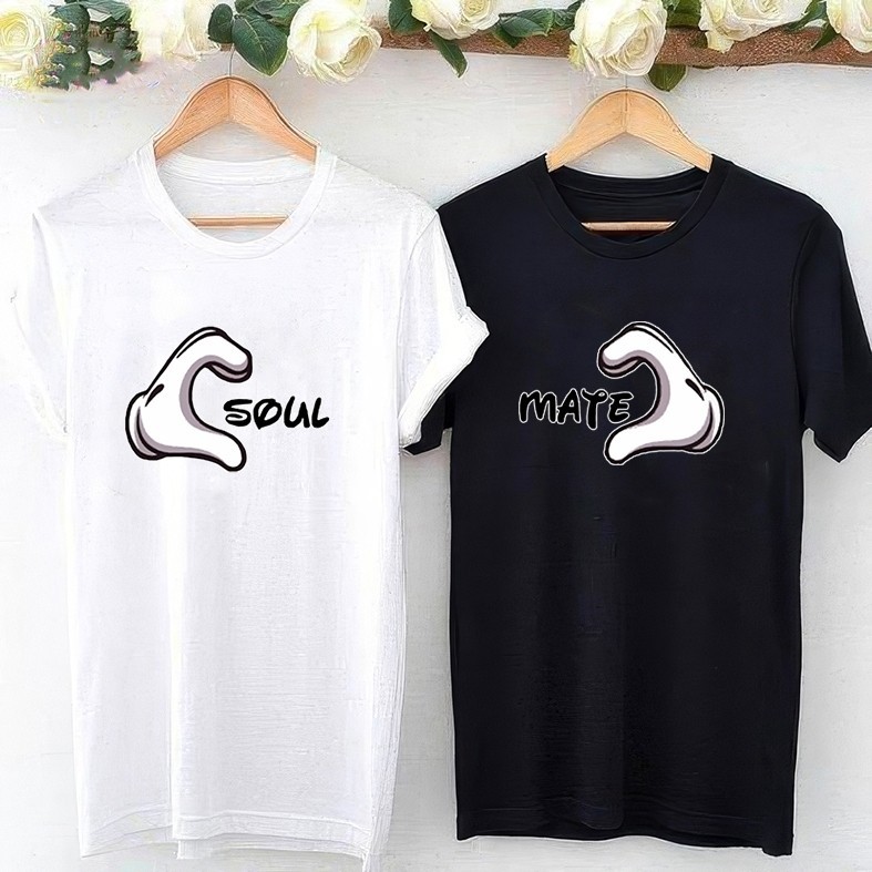 ใหม่ Katun Agasa Kaos Couple Soul Mate Hand Love ผ้าฝ้ายเต็ม | Shopee Thailand