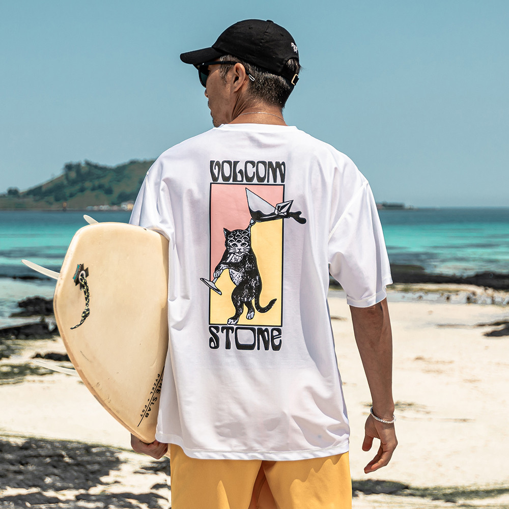 VOLCOM Surfing Suit ชุดว่ายน้ําลําลองแขนสั้นครีมกันแดดกีฬาฟิตเนสเสื้อ ...