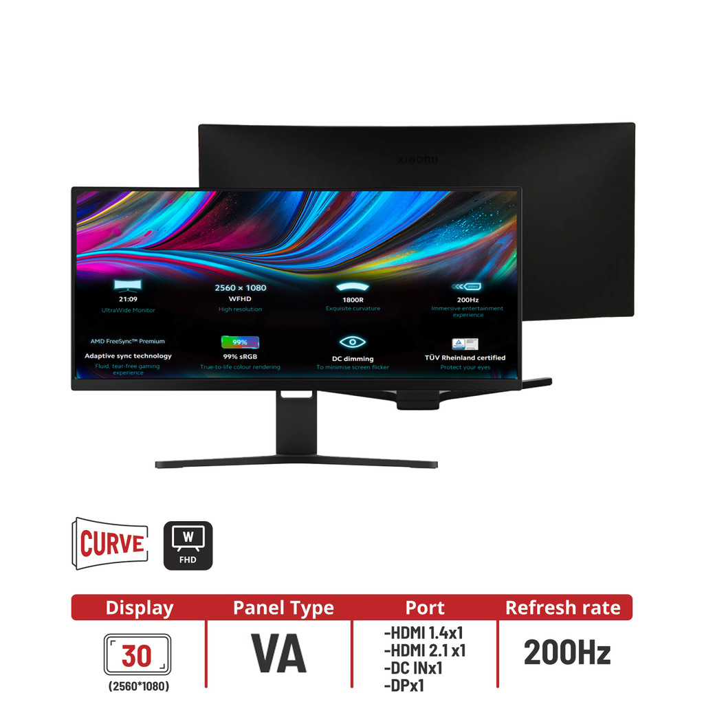 Xiaomi Redmi Monitor Gaming Curved 30" 200Hz sRGB126% รับประกัน 1 ปี ...