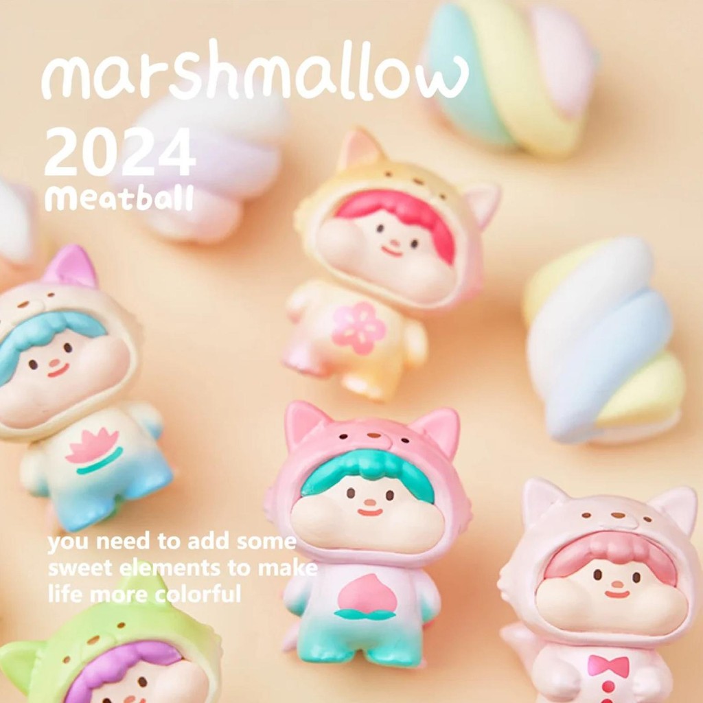 Meatball Marshmellow Mini Bean การ์ตูนสัตว์รูปแบบรูปปั้นของเล่นสะสม ...