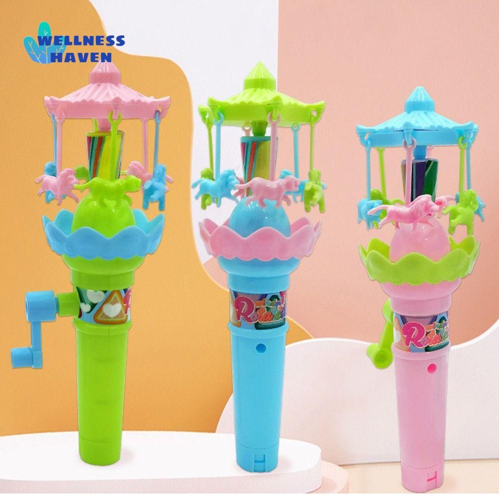 Wellnesshaven ของเล่น Merry-Go-Round, ไฟ LED กลไกเกียร์ Hand Cranked ...