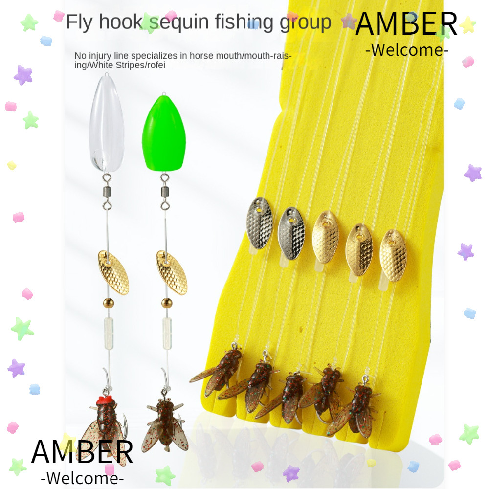 Amber Melon เลื่อม, Barbed Hook SML Fly Fishing Wire Line Group Kit ...