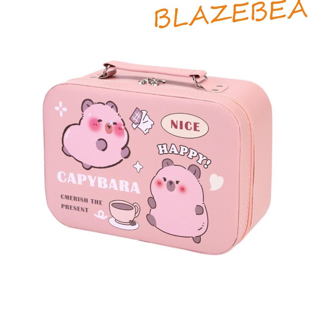 Blazebea กระเป๋าเดินทางแบบพกพา, การ์ตูน Capybara Mini กระเป๋าเดินทาง, PVC สร้างสรรค์พร้อมกระจก ...