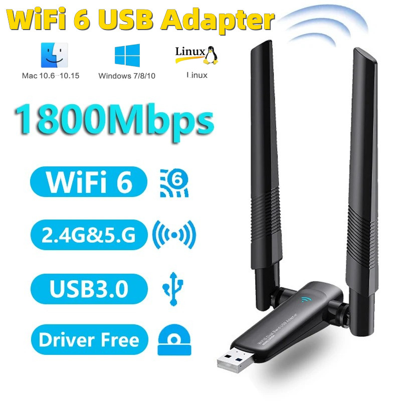 1800mbps USB Wifi Adapter 5G 2.4GHz USB3.0 Wi-fi Dongle Wireless Wifi ...