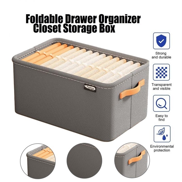 กล่องเก็บเสื้อผ้าแบบมีโฟลเดอร์ Organizer ตะกร้าโครงเหล็กเสื้อผ้ากางเกง ...