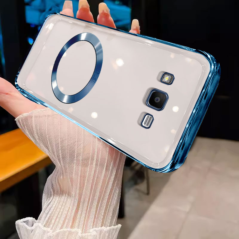 เคส ปลอก Samsung J7เคสโทรศัพท์ Soft GOLD border กันชนโปร่งใสพร้อมแหวน ...