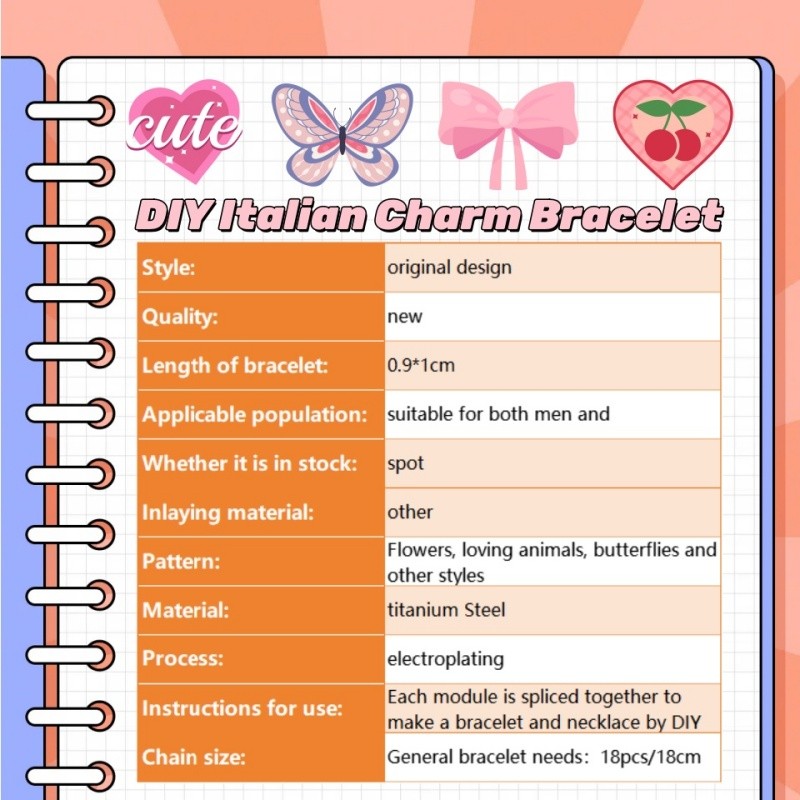 ฐานเงิน Blue Series Italian Design สร้อยข้อมือลิงค์ฟิต 9 มม. DIY Flower ...