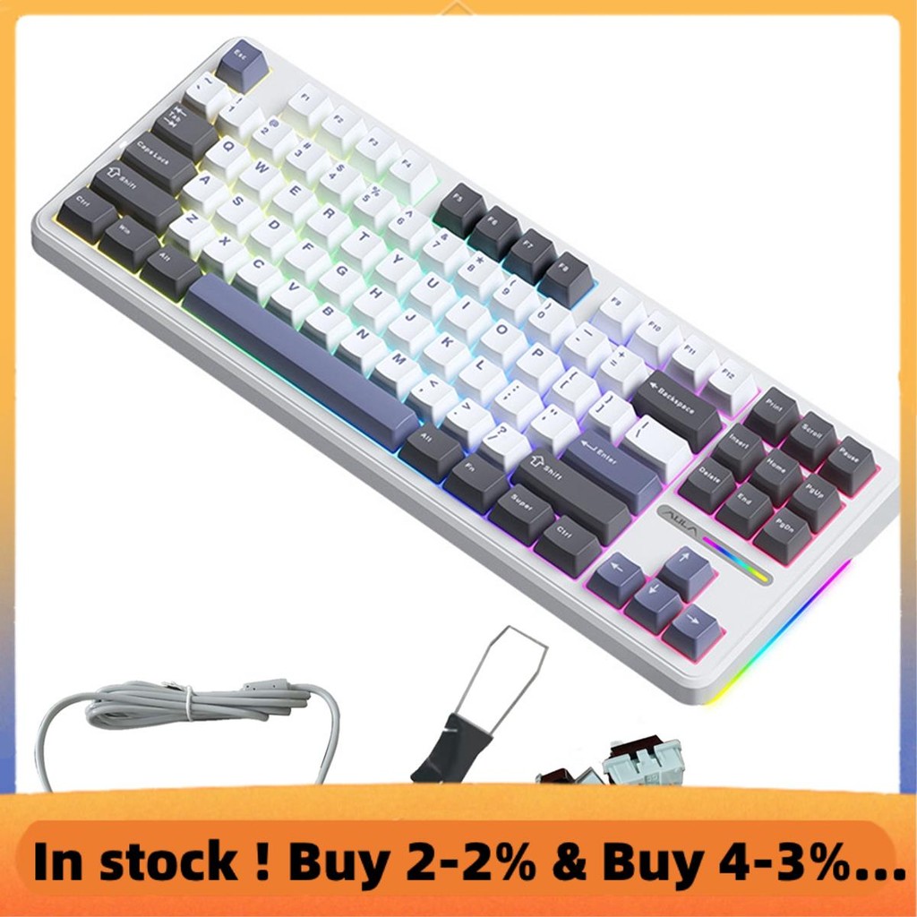 Aula F87 Mechanical Keyboard Set 87 Key Hotswap คีย์บอร์ดไร้สาย RGB PBT ...