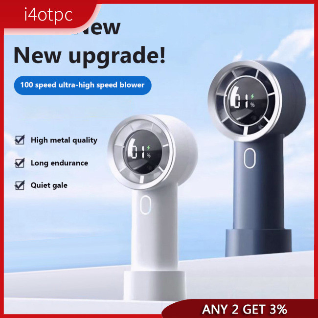 พัดลมพกพา i4otpc พัดลมมือถือขนาดเล็กพร้อมจอแสดงผลดิจิตอล พัดลมตั้งโต๊ะแบบชาร์จ USB ขนาด 3000mAh ...