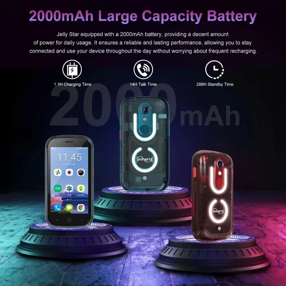 Unihertz Jelly Star Mini สมาร์ทโฟน Android 13 8GB 256GB ไฟ Led ปลดล็อค Backshell โปร่งใส 48MP 3 ...