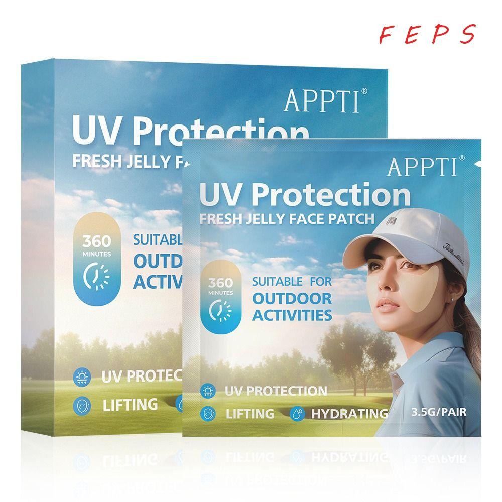 แผ่นแปะกันแดด FEPS 5 คู่/กล่อง, แผ่นแปะหน้า UV Jelly Sunblock Gel, สติ๊กเกอร์ให้ความชุ่มชื้น ...