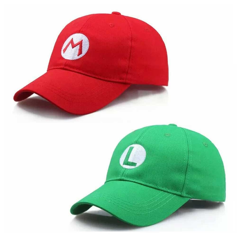 Super Mario Bros Kids Costume Hat Anime Cosplay Red Mario Cap Letter ...