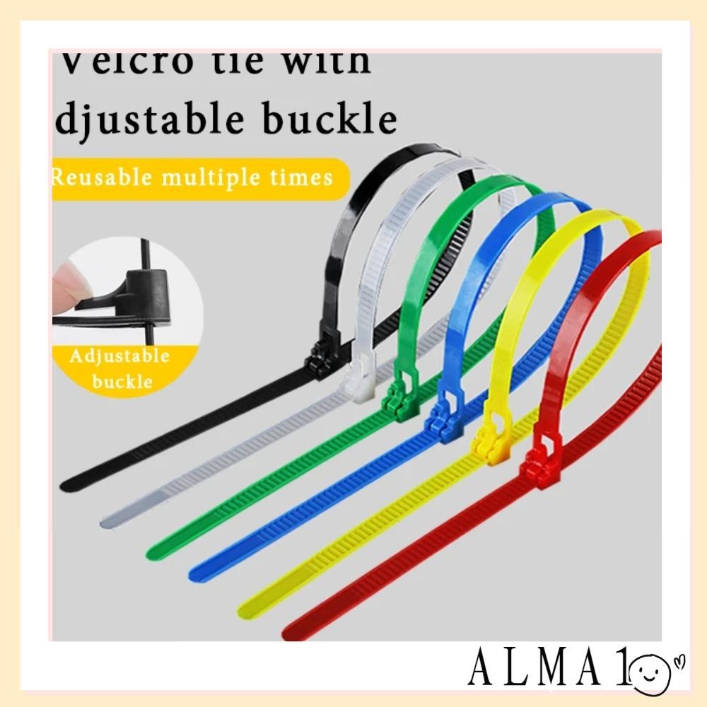 Alma 50 ชิ้นสายผูกซิป, 5*200 สายรัดไนลอนไนลอนผูก, ผูกสายไนลอนแบบผูกปม ...