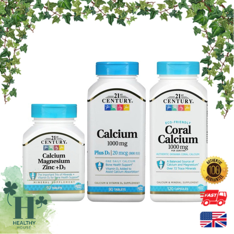 พร้อมส่ง 21st Century Calcium Magnesium Zinc + D3 90 Tablets Coral ...