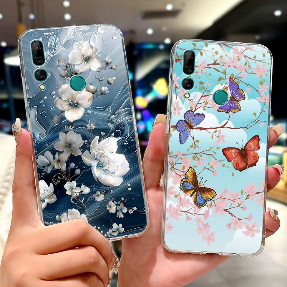 Huawei Enjoy 10 Plus Case STK-AL00 Clear แมวน่ารักแฟชั่นดอกไม้ทาสีฝา ...