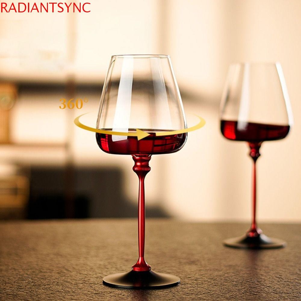 RADIANTSYNC แก้วไวน์แก้วหมุน, ฐานหนาผู้ถือตามหลักสรีรศาสตร์คริสตัล Goblet, ขั้นสูง Clear 500ml ...