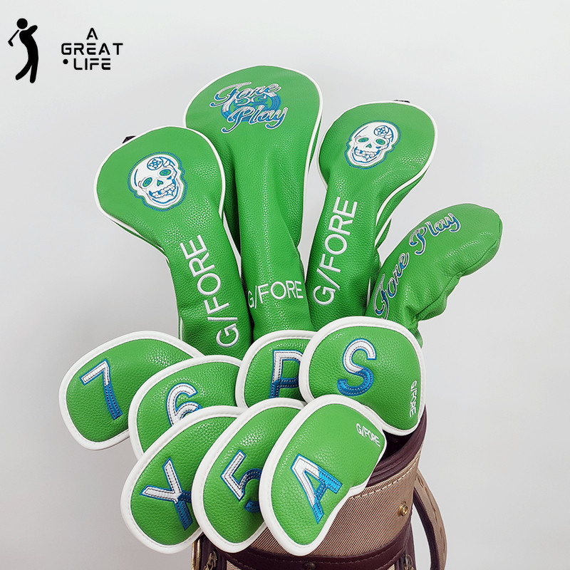 Skull Design Green Golf Driver Headcover หนังพรีเมียมสำหรับFairwayและ ...
