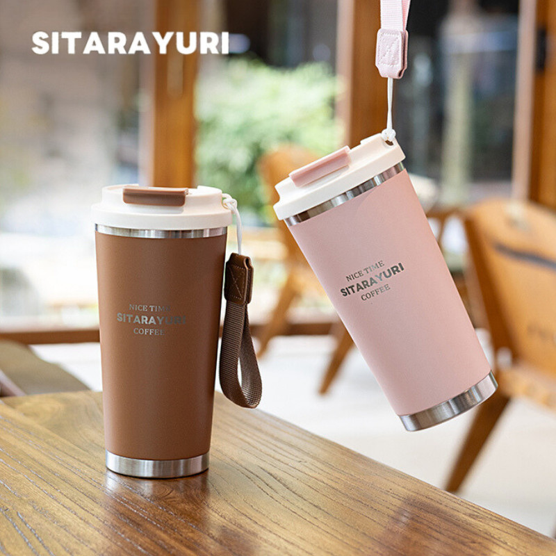 SITARAYURI (ของแท้) แก้วเก็บความร้อน/เย็น แก้วกาแฟ แก้วเก็บอุณหภูมิ 560ml ฝาใช้งานแบบ 2 หัว ...