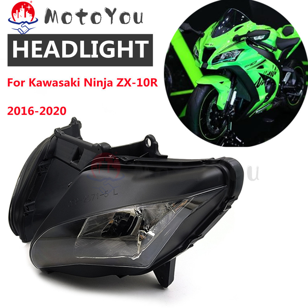 ชุดไฟหน้ารถจักรยานยนต์สําหรับ Kawasaki Ninja ZX 10R ZX-10R 2016 2017 2018 2019 2020 ZX10R ไฟหน้า ...
