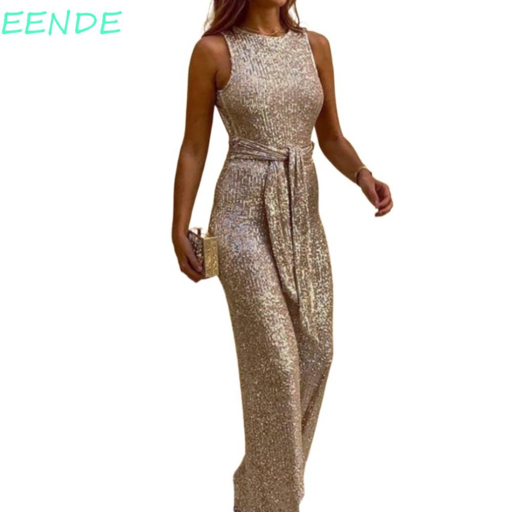 Eende จั๊มสูทเลื่อม,เสื้อคลุมหลวมๆเลื่อม,จั๊มสูทหลวมหรูหราแขนกุดกางเกง ...