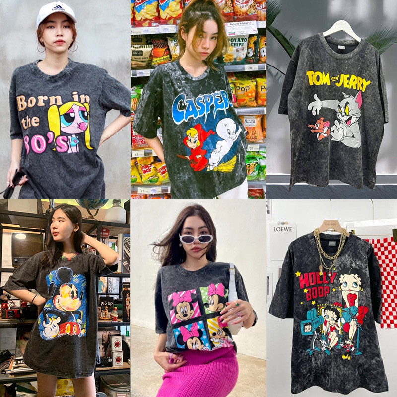 （จัดส่งตลอด 24 ชั่วโมง）ส่งไวจากไทย Pofloret เสื้อฟอก โอเวอร์ไซส์ ผ้าฟอก ...