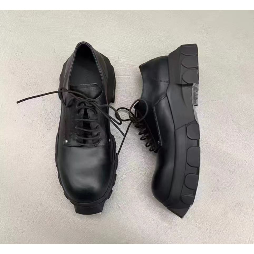 Rick Owens 24ss bozo รถแทรกเตอร์ Leather Black Tank Shoes | Shopee Thailand