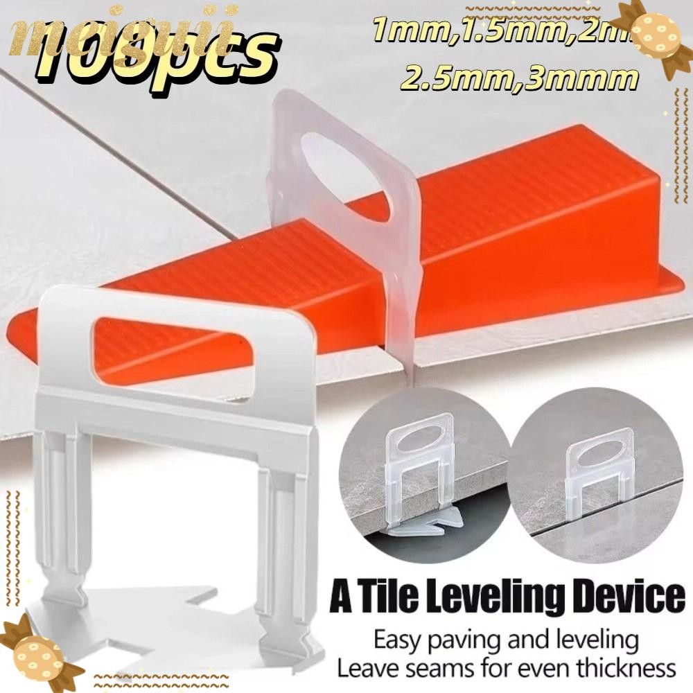 MEIGUII 100 ชิ้นเครื่องปรับระดับเซรามิก, Clamp Reusable DIY Tile Spacers, หนา Professional ...