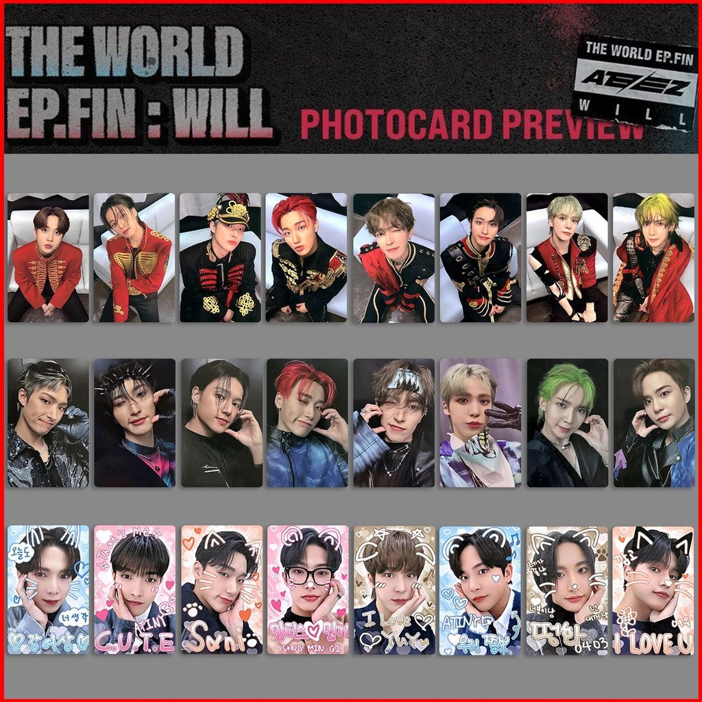 SQ1 8 ชิ้น/เซ็ต ATEEZ การ์ด LOMO THE WORLD FIN WILL อัลบั้มโปสการ์ดคอลเ ...