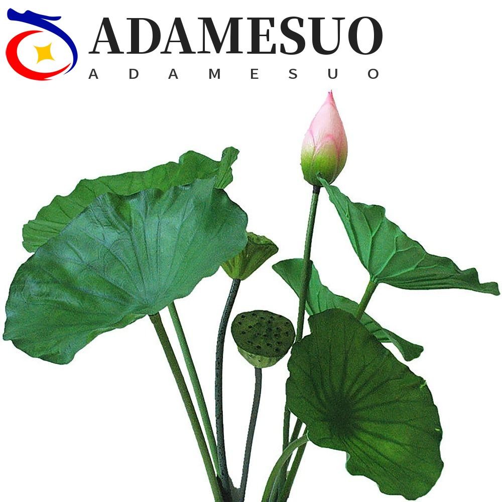 ADAMESUO จําลองใบบัว, โลตัสประดิษฐ์โรแมนติกเหมือนจริง, พืช Greenery ประดิษฐ์ PU ยาว Stem ...