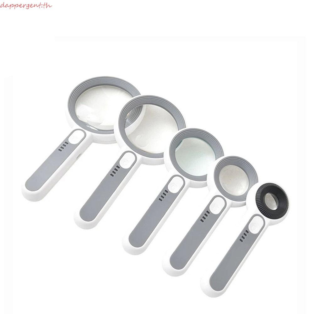 DAPPERGENT แว่นขยายมือถือ,พร้อมไฟ LED HD แว่นขยายส่องสว่าง,แบบพกพา 3 โหมดแสง Loupe 5X 6X 11X 12X ...