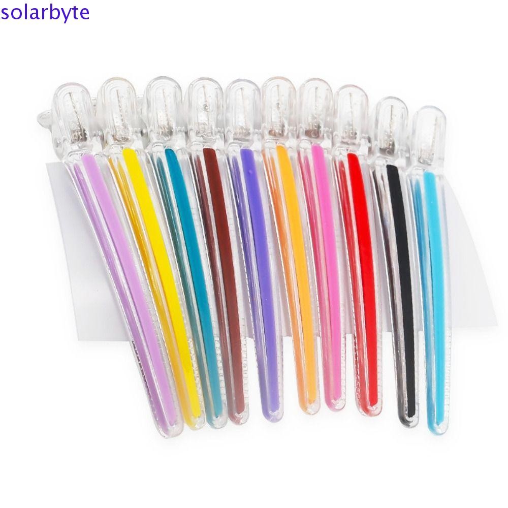 SOLARBYTE ชุดคีมแบ่งผม 12 ชิ้น สีชมพู สำหรับตัดแต่งทรงผม ออกแบบเพื่อลดความลื่นและจับกระชับ ...